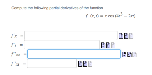 Solved Compute the following partial derivatives of the | Chegg.com