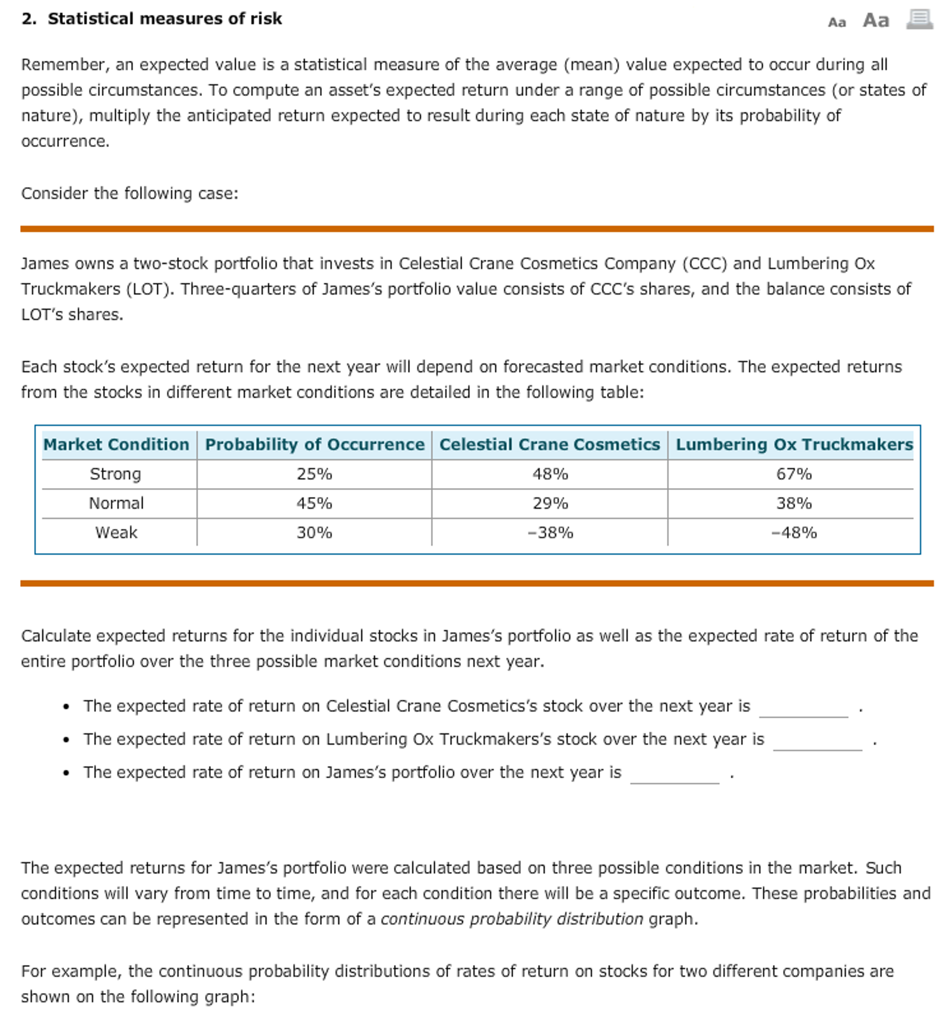 Solved Statistical Measures of Risk (Answer All Please) For | Chegg.com