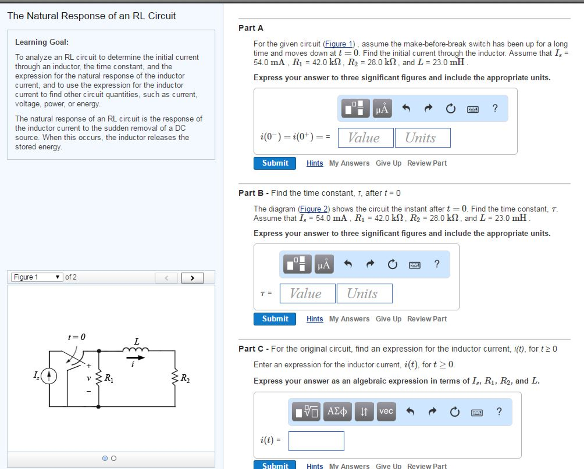 Solved To analyze an RL circuit to determine the initial | Chegg.com