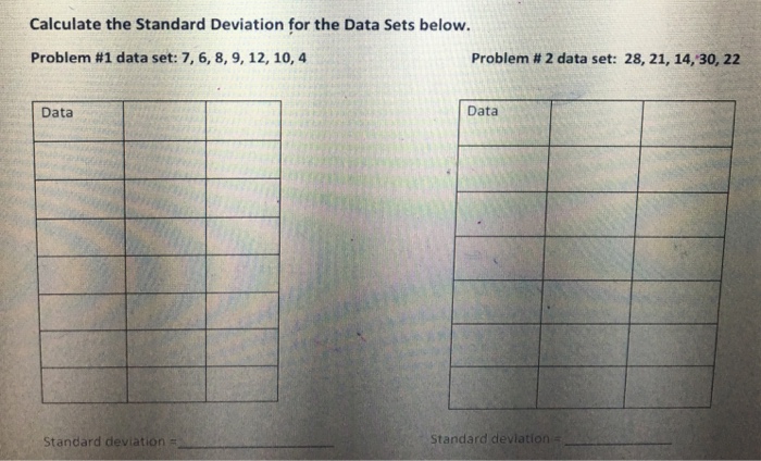 Solved Calculate the Standard Deviation for the Data Sets | Chegg.com