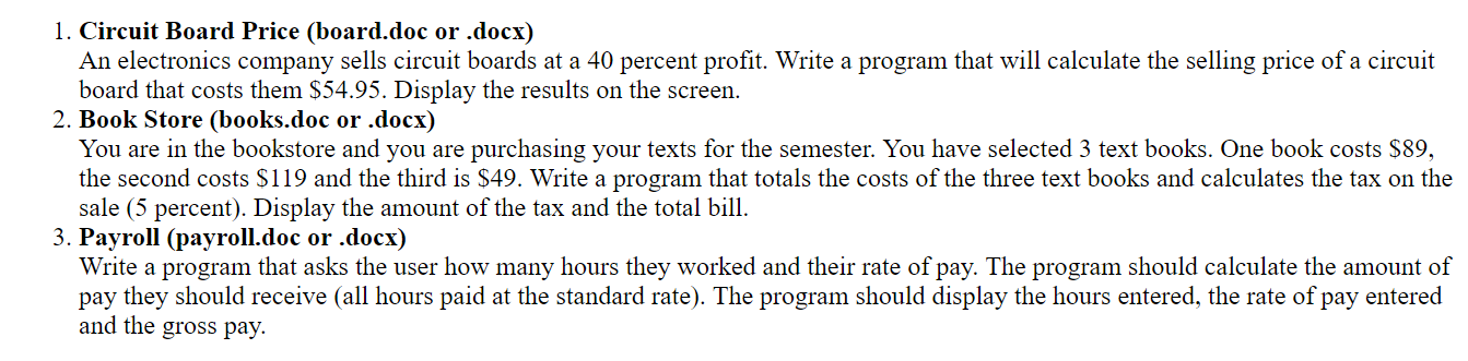 Solved Create a simple IPO Chart for the following prompts | Chegg.com