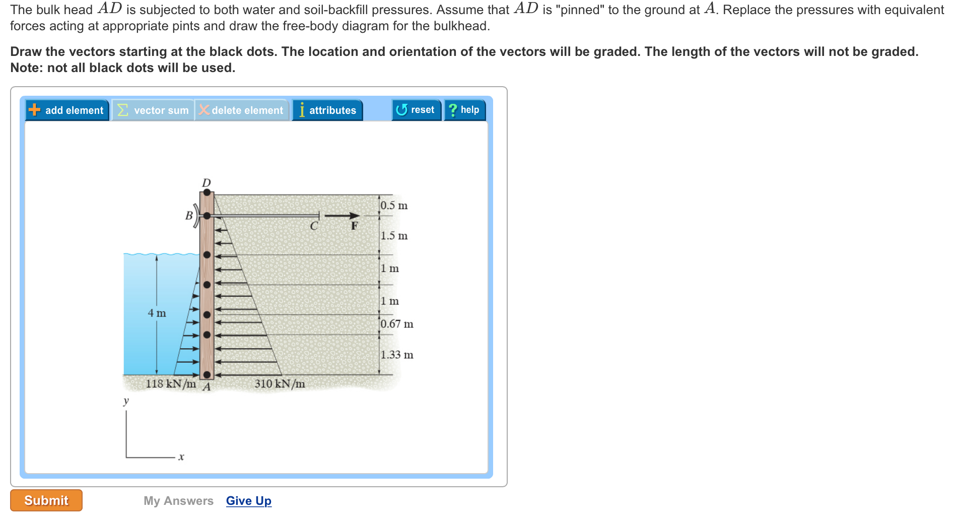 Solved The bulk head AD is subjected to both water and | Chegg.com
