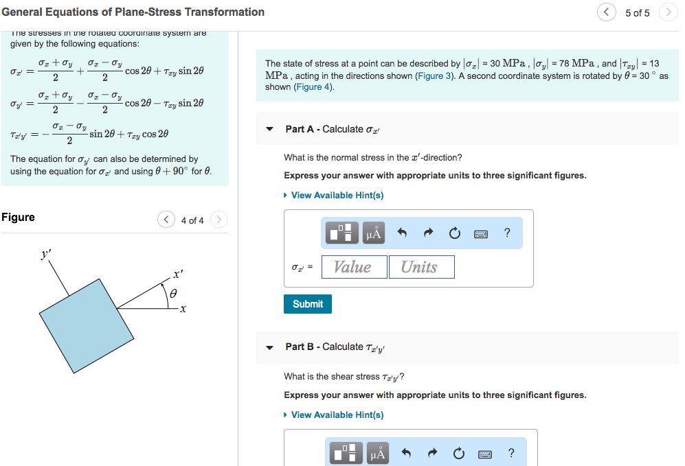 Solved General Equations of Plane-Stress Transformation 5 of | Chegg.com