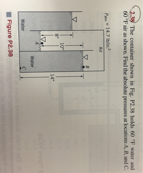Solved The container shown in Fig. P2.38 holds 60 degree F | Chegg.com