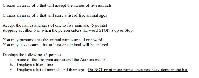 Solved Creates an array of 5 that will accept the names of | Chegg.com