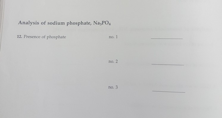 Solved Analysis of sodium phosphate, Na3PO4 12. Presence of | Chegg.com