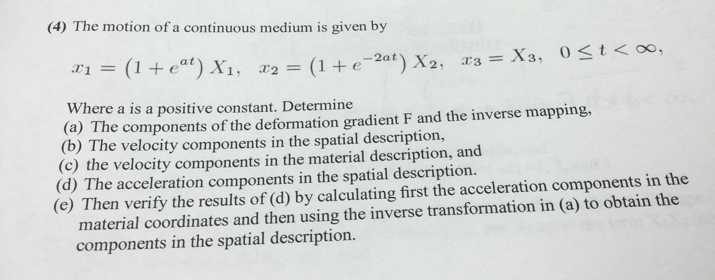 Solved The motion of a continuous medium is given by x_1 = | Chegg.com
