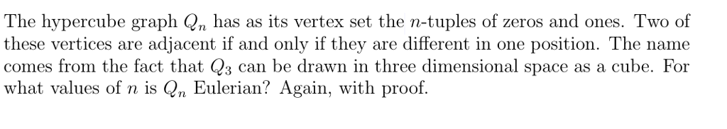 Solved The hypercube graph Q_n has as its vertex set the | Chegg.com