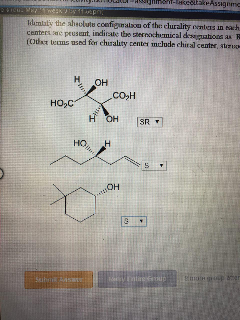Solved Identify the absolute configuration of the chirality | Chegg.com