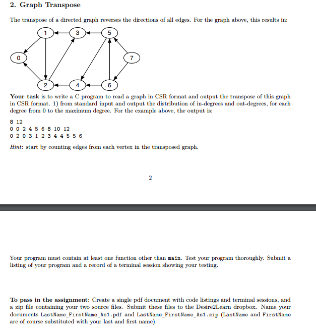 2 Graph Transpose The Transpose Of A Directed Graph 