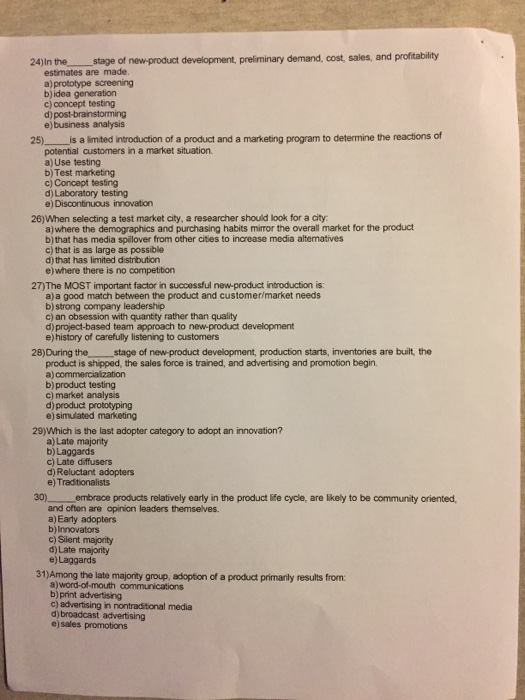 Solved In the stage 0f new-product development, preliminary | Chegg.com