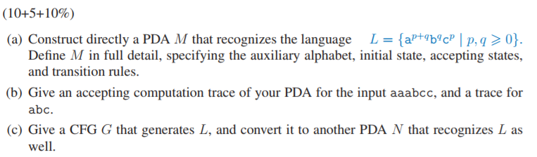Solved In this assignment, "construct directly a PDA" means | Chegg.com