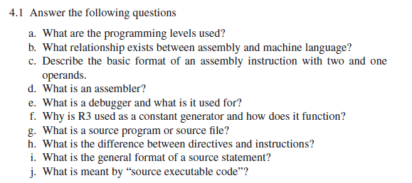 Solved 4.1 Answer the following questions a. What are the | Chegg.com