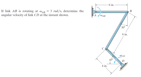 Solved If Link Ab Is Rotating At Omega Ab 3 Rad S