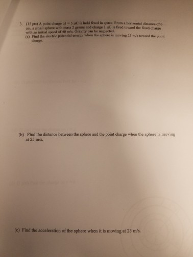 Solved A point charge q1 = 5 mu C is held fixed in space. | Chegg.com