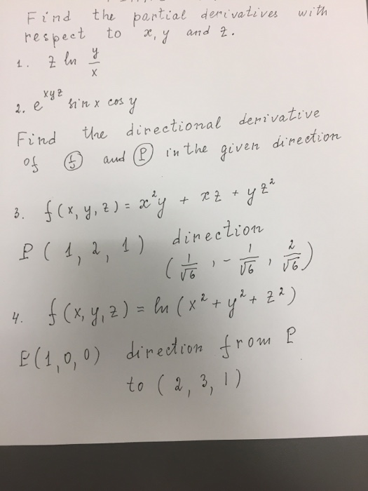 Solved Find the partial derivatives with respect to x, y and | Chegg.com