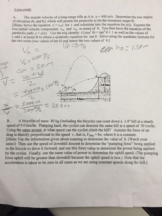 Solved Extra credit A. The muzzle velocity of a long-range | Chegg.com
