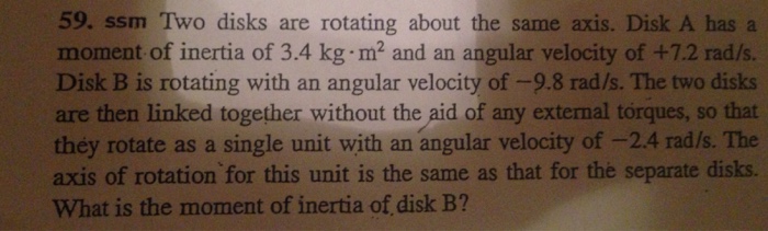 Solved Two disks are rotating about the same axis. Disk A | Chegg.com
