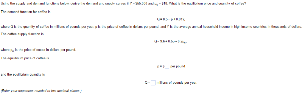 Solved Using the supply and demand functions below, derive | Chegg.com