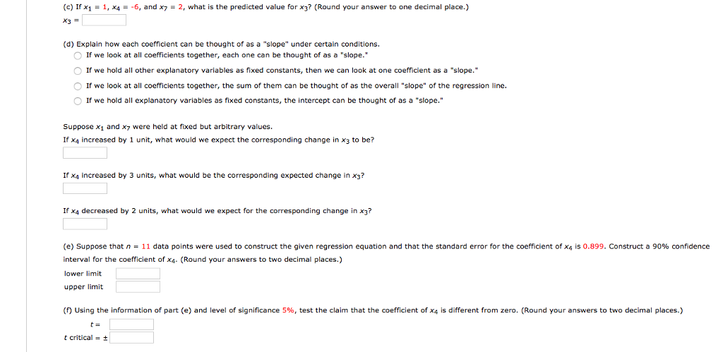 Solved Use the following linear regression equation to | Chegg.com