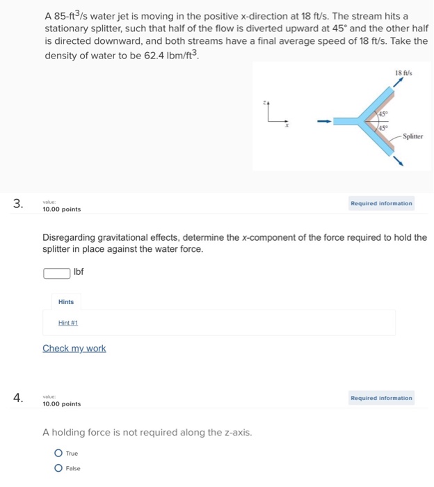 Solved A 85-ft^3/s water jet is moving in the positive | Chegg.com