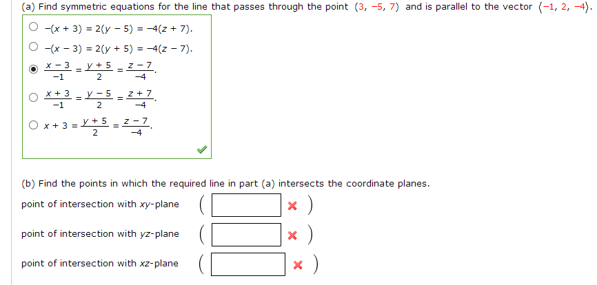 Solved Find Parametric Equations And Symmetric Equations For