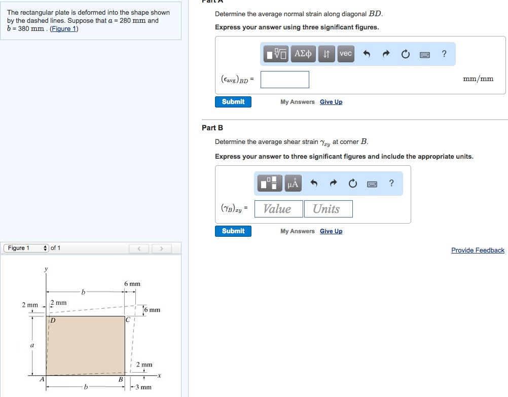 Solved The rectangular plate is deformed into the shape | Chegg.com