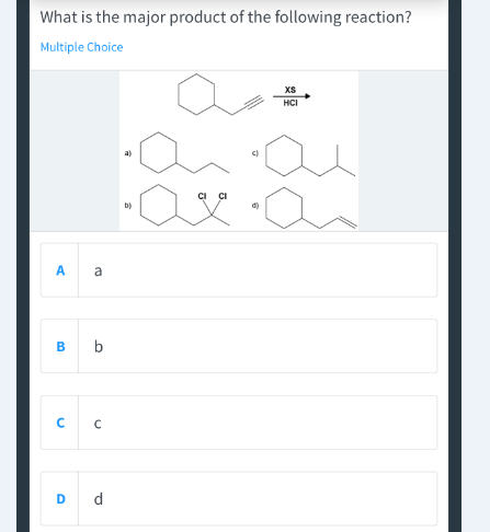 Solved What is the major product of the following reaction? | Chegg.com