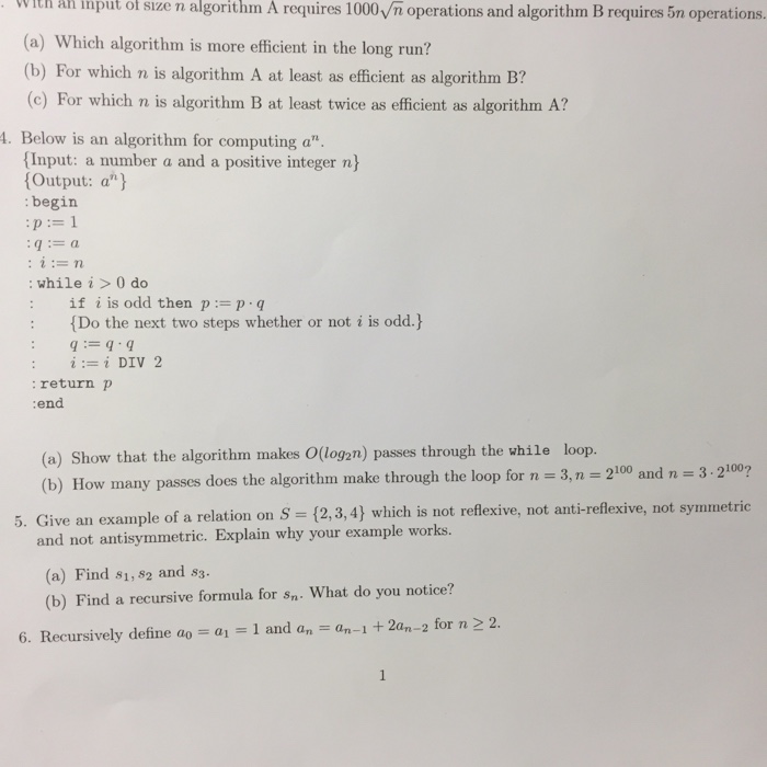 Solved WIth Ah input ot size n algorithm A requires 1000Vn | Chegg.com
