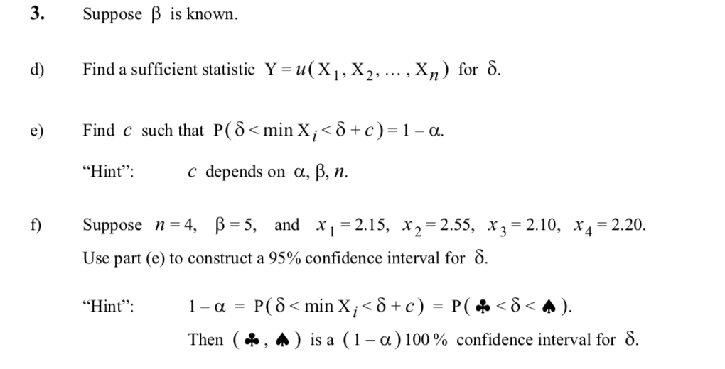 suppose ? is known, Find a sufficient statistic Y = u | Chegg.com