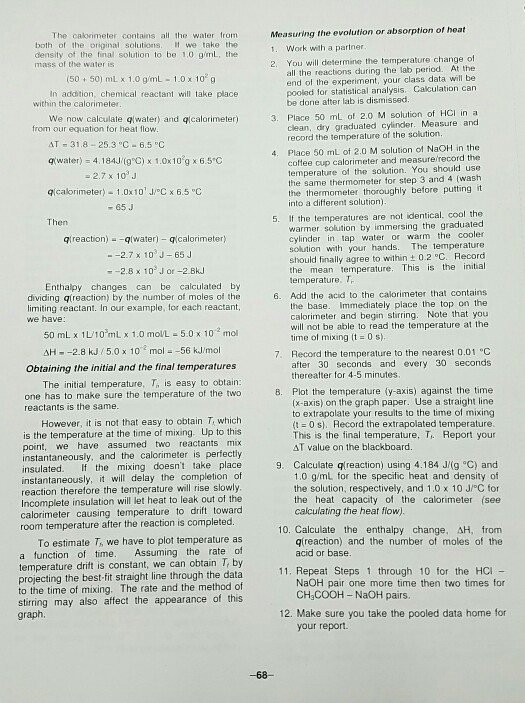 Solved Experiment 10: Thermochemistry: Hess's Law termine | Chegg.com