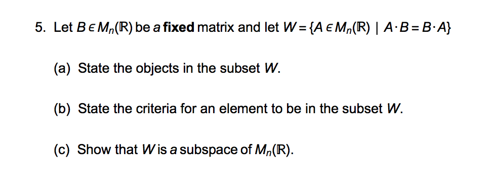 Solved For each of the following subspaces, determine a | Chegg.com