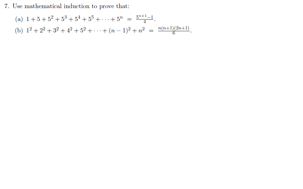 Solved 7. Use mathematical induction to prove that: (a) 1 + | Chegg.com