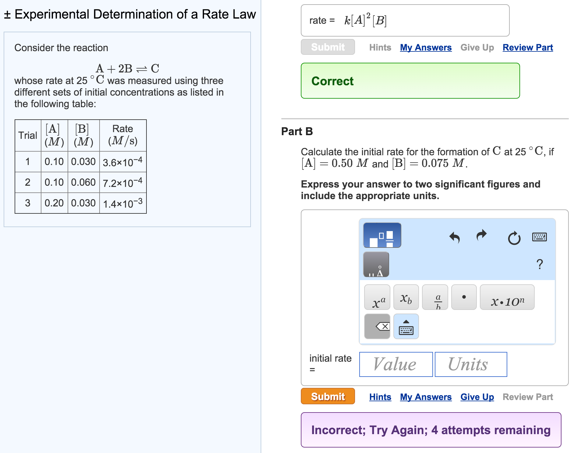 Solved Calculate the initial rate for the formation of C | Chegg.com