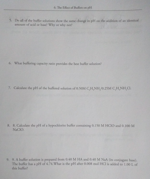 Solved 1. What is a buffer solution? 2. Why are buffers | Chegg.com