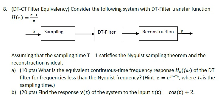 Solved Consider the following system with DT-Filter transfer | Chegg.com
