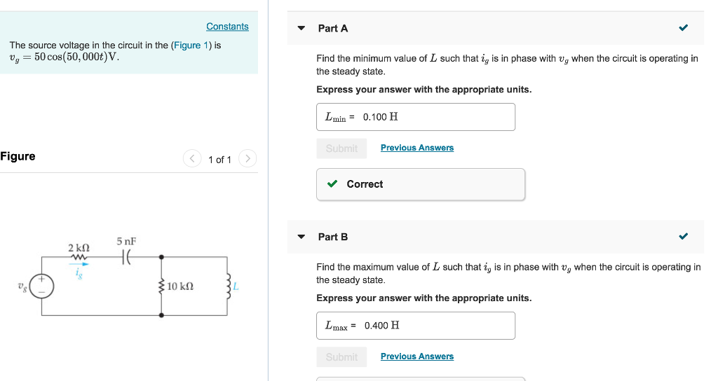 Solved Constants Part A The source voltage in the circuit in | Chegg.com
