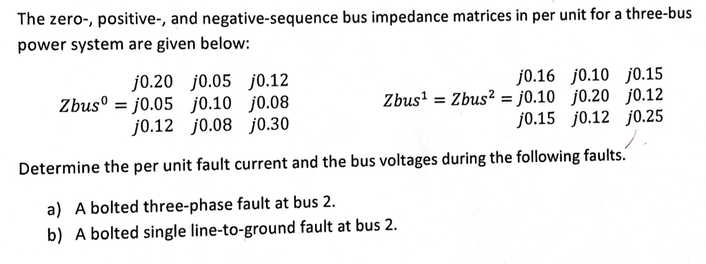 Solved The zero-, positive-, and negative-sequence bus | Chegg.com