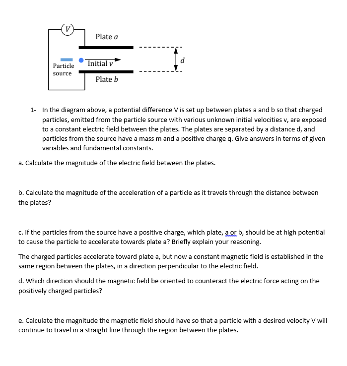 Solved Plate a ParticleInitial v source Plate b 1- In the | Chegg.com