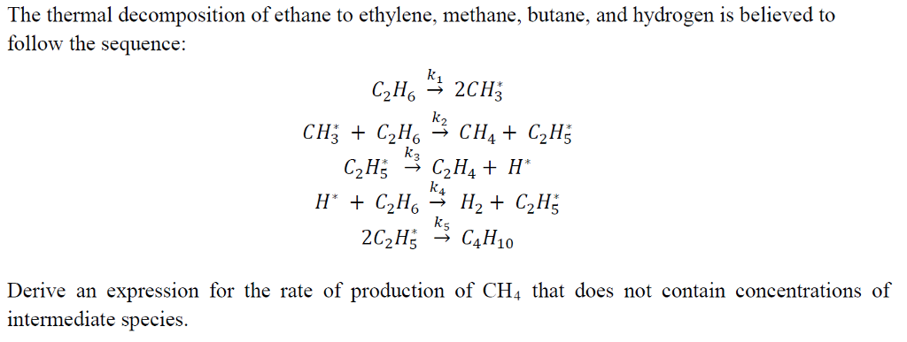Solved The thermal decomposition of ethane to ethylene, | Chegg.com