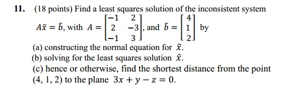 Solved Find a least squares solution of the inconsistent | Chegg.com