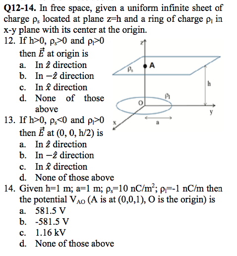 Solved In free space, given a uniform infinite sheet of | Chegg.com