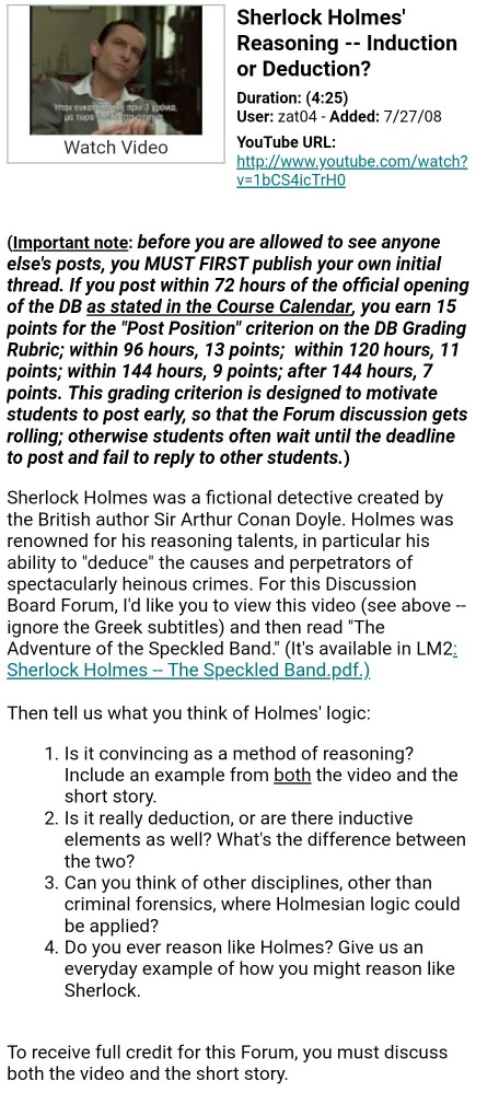 Sherlock Holmes Reasoning - Induction or Deduction? | Chegg.com