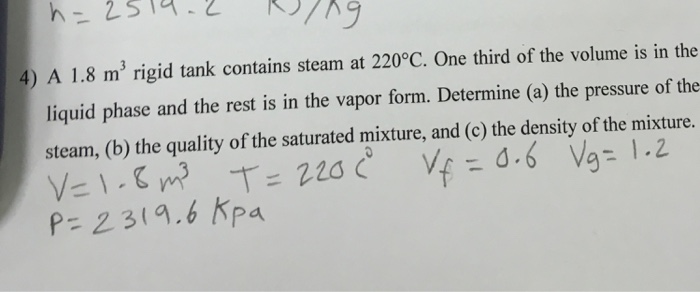 Solved A 1.8 m^3 rigid tank contains steam at 220degreeC. | Chegg.com