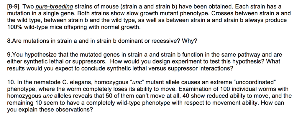 Solved Two pure-breeding strains of mouse (strain a and | Chegg.com