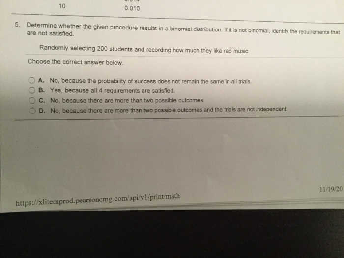 Solved Determine whether the given procedure results in a | Chegg.com