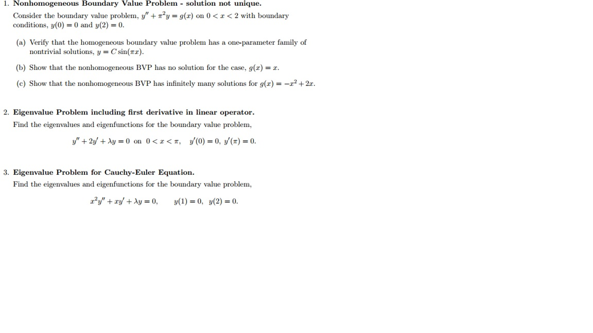 Solved Nonhomogeneous Boundary Value Problem - solution not | Chegg.com