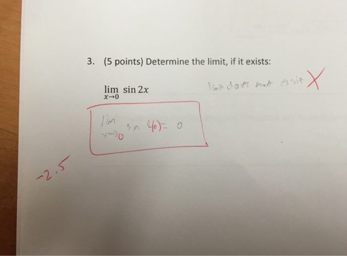 Solved Determine the limit, if it exists: lim x rightarrow 0 | Chegg.com