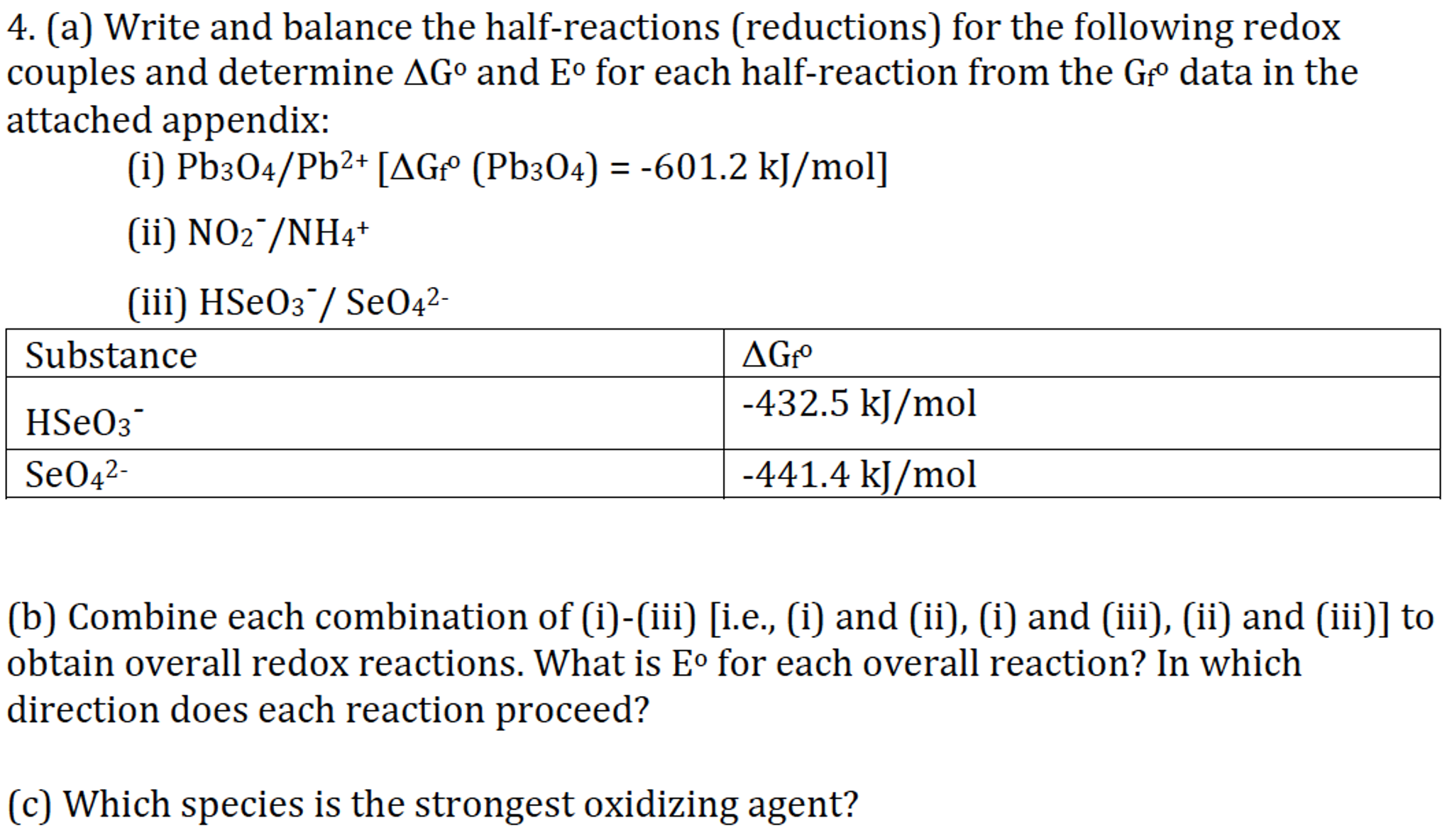 Write and balance the half-reactions (reductions) for | Chegg.com