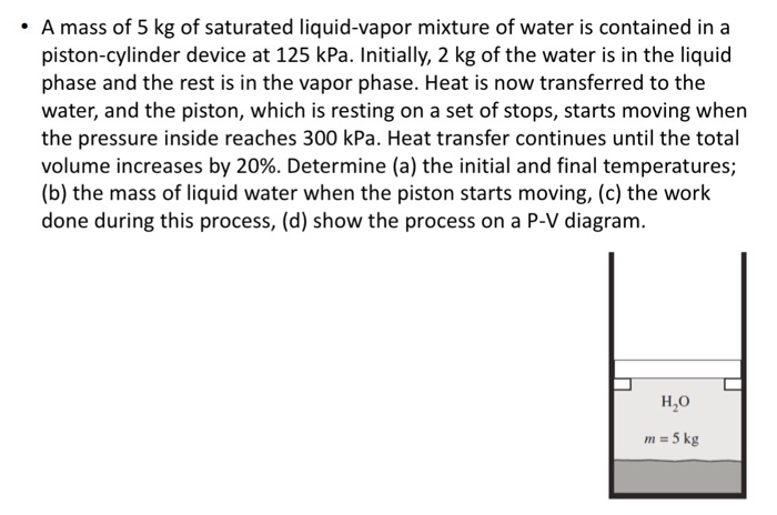 Solved A mass of 5 kg of saturated liquid-vapor mixture of | Chegg.com